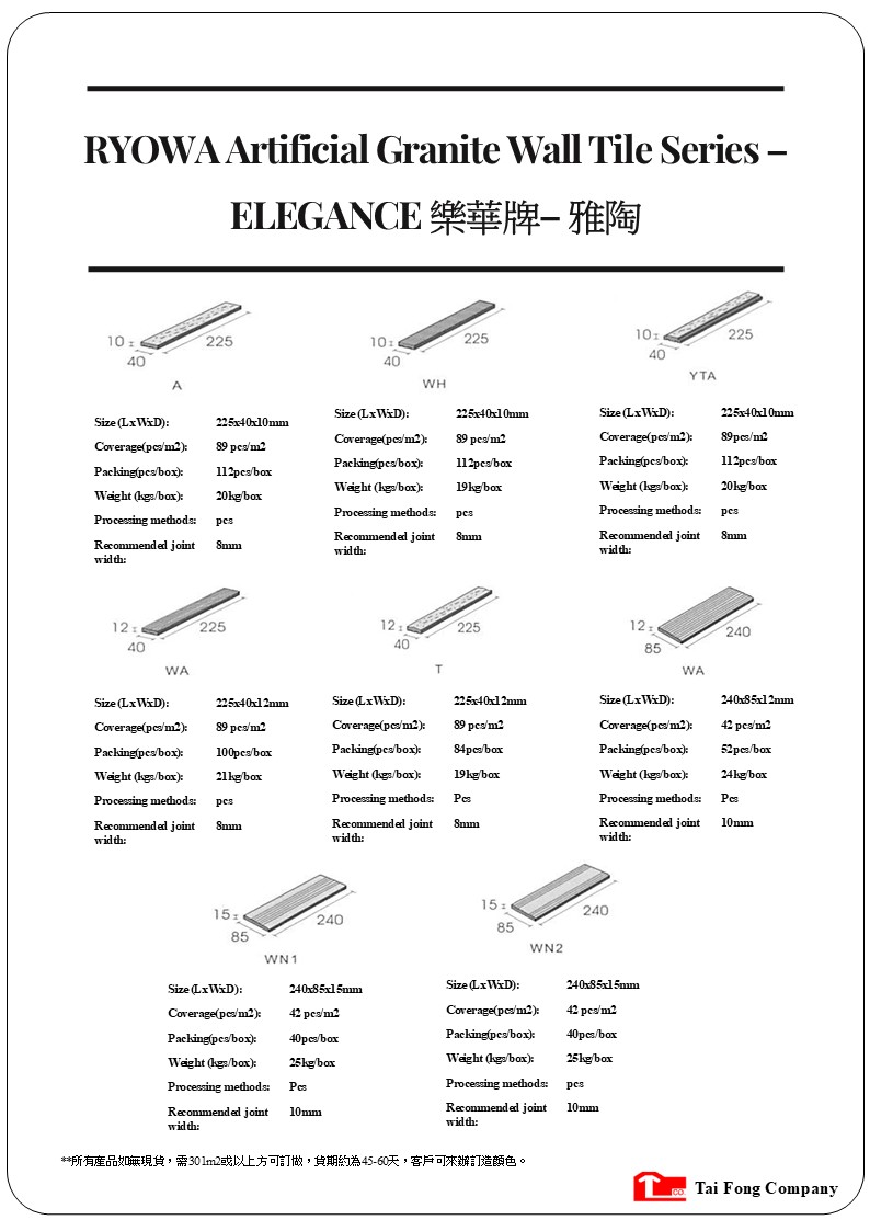 人造麻石Artificial Granite – RYOWA樂華牌 – 大方公司