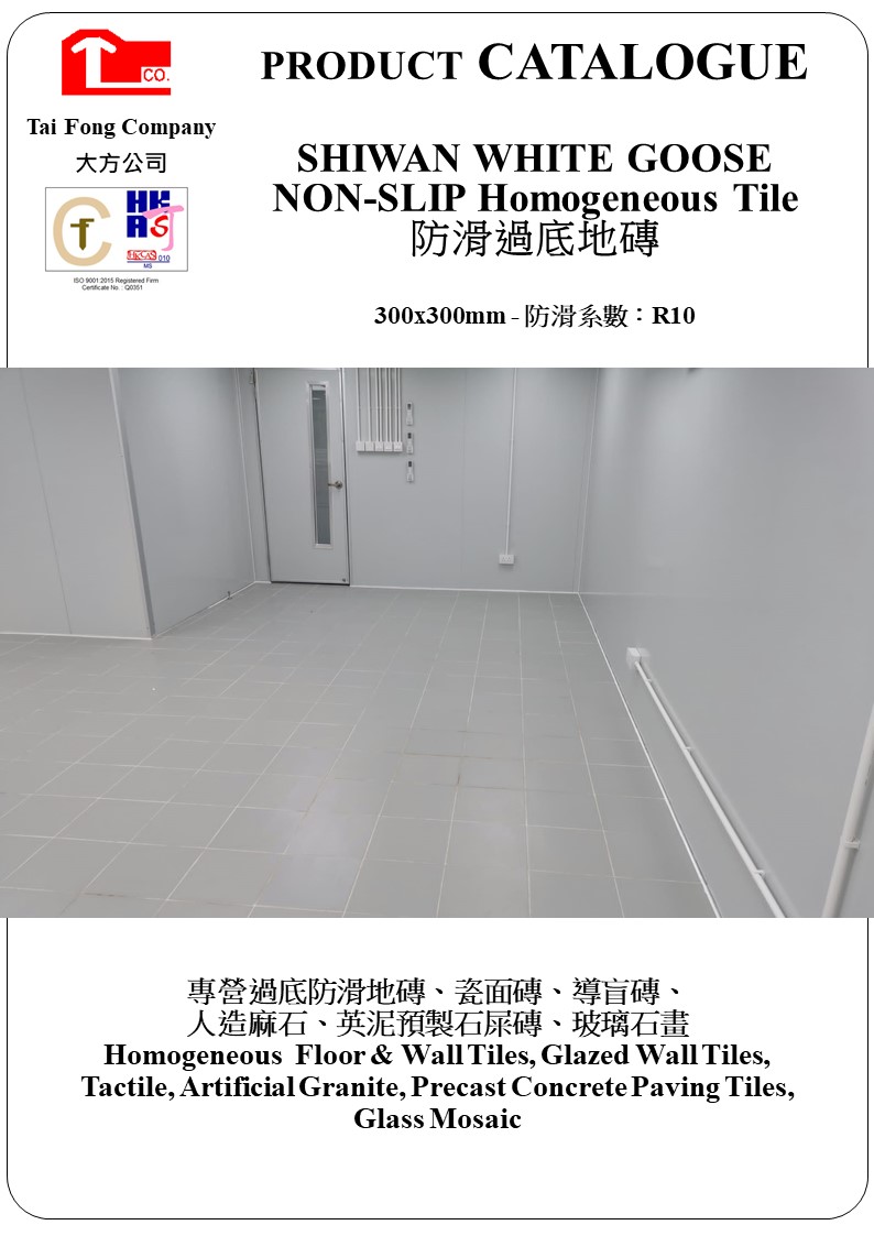 防滑度Slip Resistance: R10 過底地磚/牆磚 Homogeneous Wall/Floor Tiles – 大方公司
